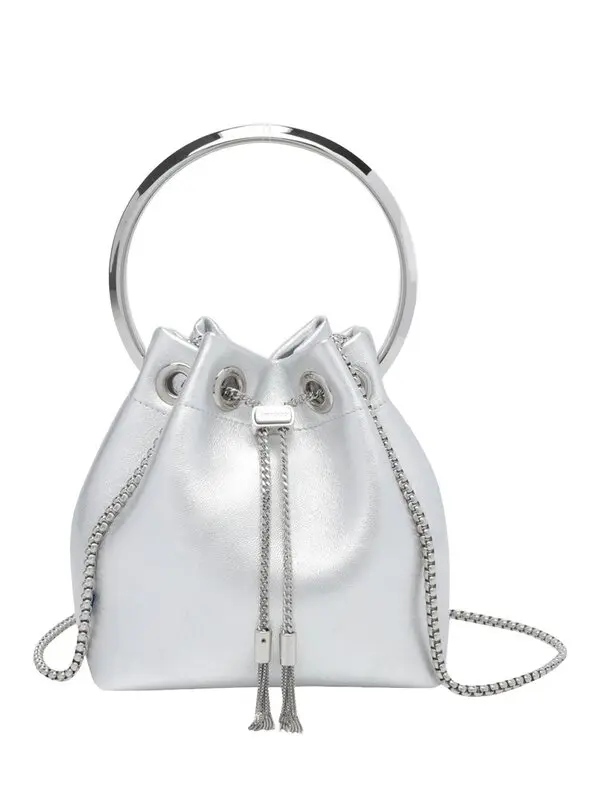 JIMMY CHOO Bon Bon Mini Bag In Laminated Nappa With Metallic Handle - Silver