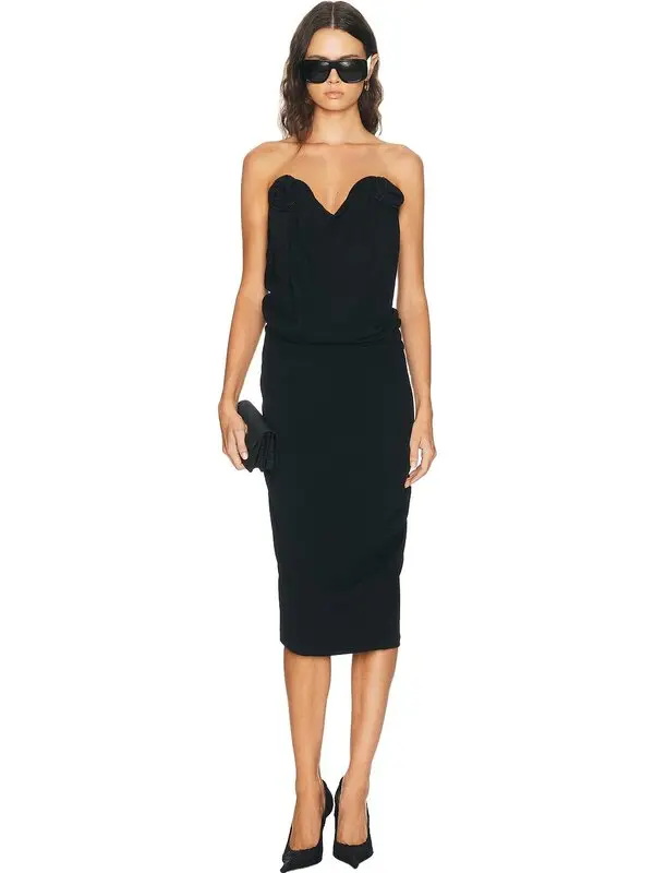 Magda Butrym Strapless Bustier Midi Dress - Black