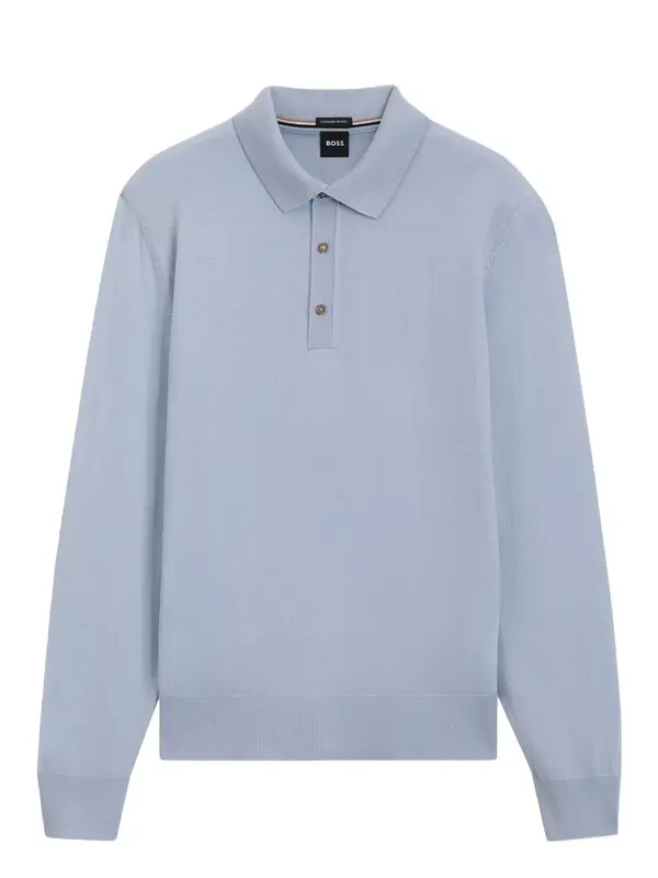 BOSS Merino Wool Polo Sweater - Light Blue