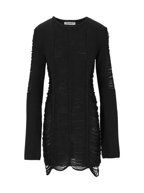 Attico Mini Dress With Fringe Details - Black