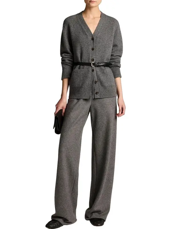 Vince Colette High-rise Italian Wool-blend Flannel Bias Pant - Medium Heather Grey