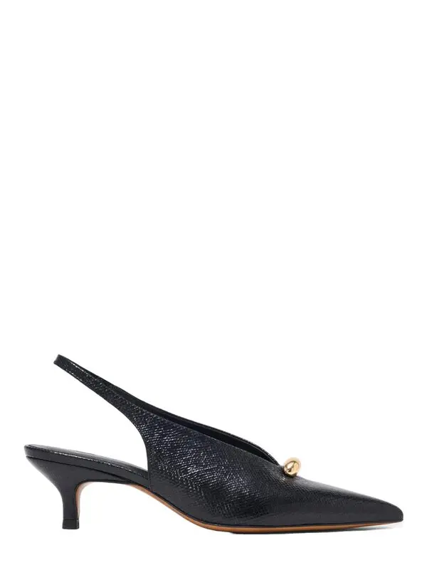 Maje Pointed Toe Slingbacks With Gold Tone Bean Detail - Black