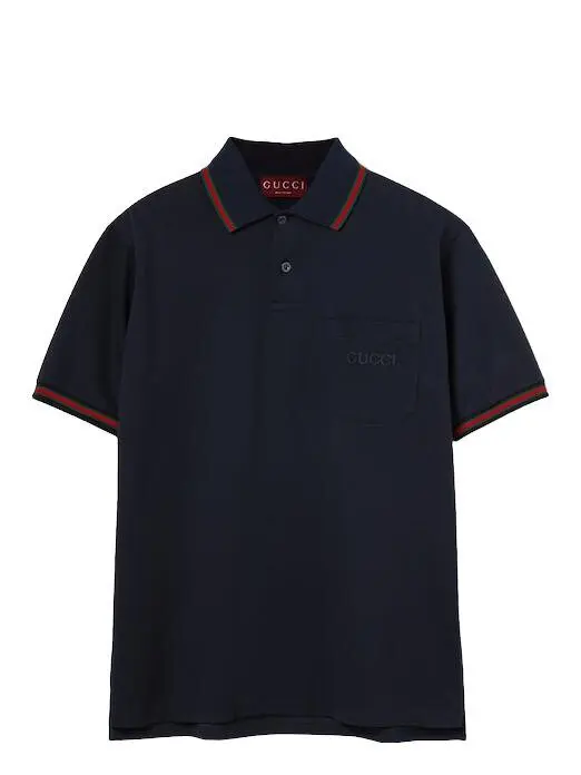 Gucci Cotton Polo Shirt With Embroidery - Blue