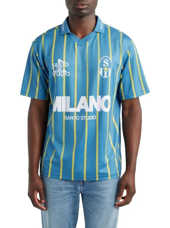 SANTO STUDIO Milano 7 Club Jersey With Vertical Stripes - Navy