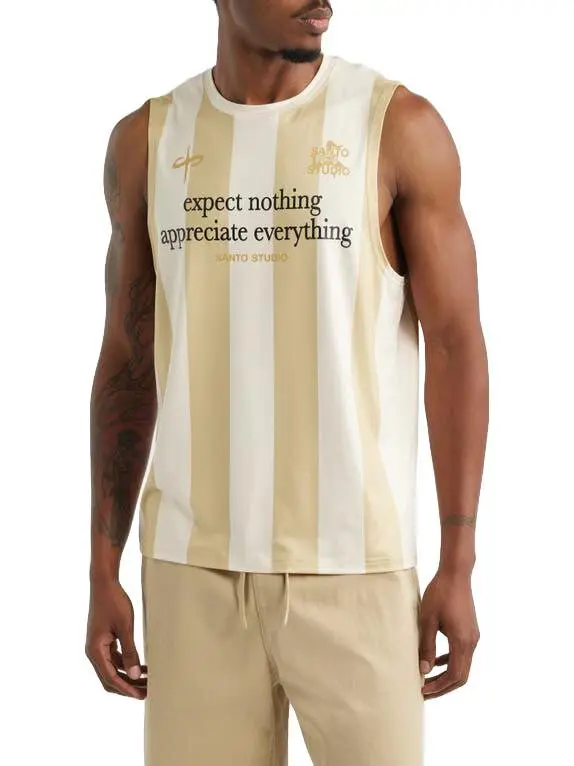 SANTO STUDIO Striped Crewneck Tank Top - Cream