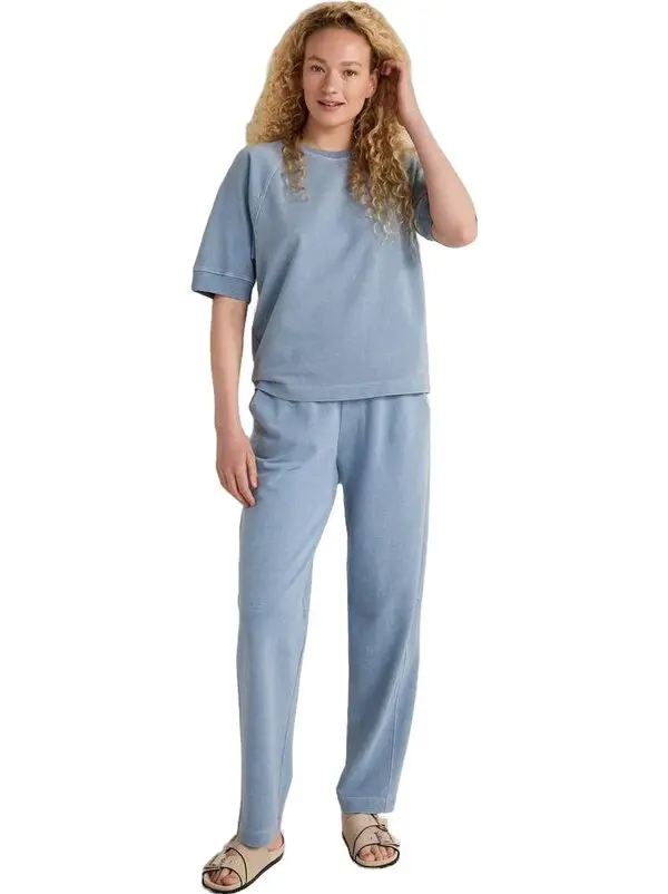 HAVEN WELL WITHIN Organic Cotton Terry Barrel Leg Pants - River Hthr