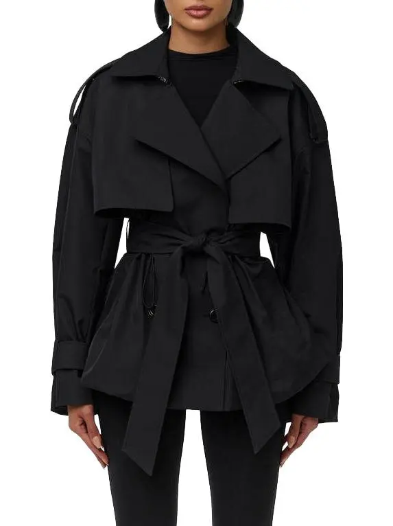 Naked Wardrobe Nylon Bubble Trench Coat - Black