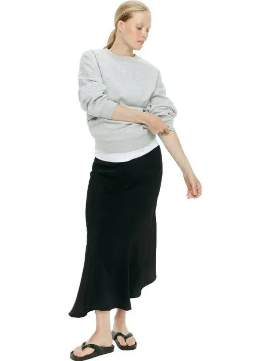 H&M Asymmetric Satin Midi Skirt - Black