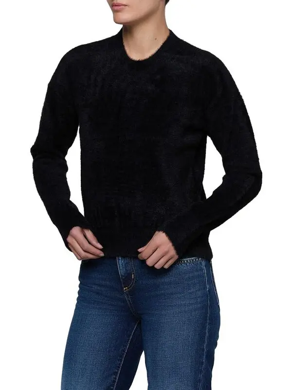 L'Agence Nimbus Fuzzy Crewneck Sweater - Black