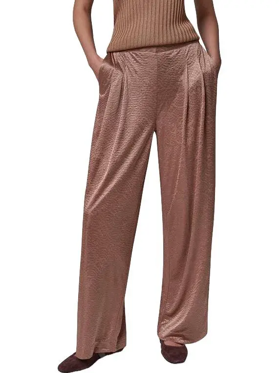 Donna Karan New York Crinkled Wide Leg Pants - Camel