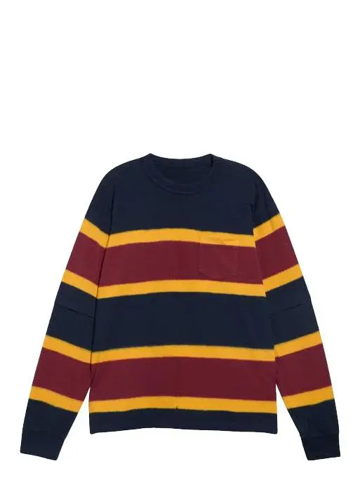 Sacai Chusen Dyed Striped Long Sleeve T-shirt - Navy Multi