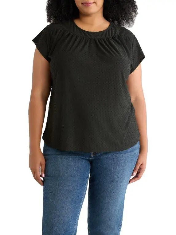 Loveappella Textured Tie-back Top - Black