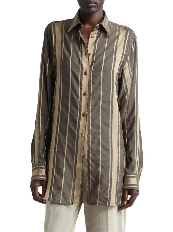 Stella McCartney Striped Lurex Shirt - Truffle