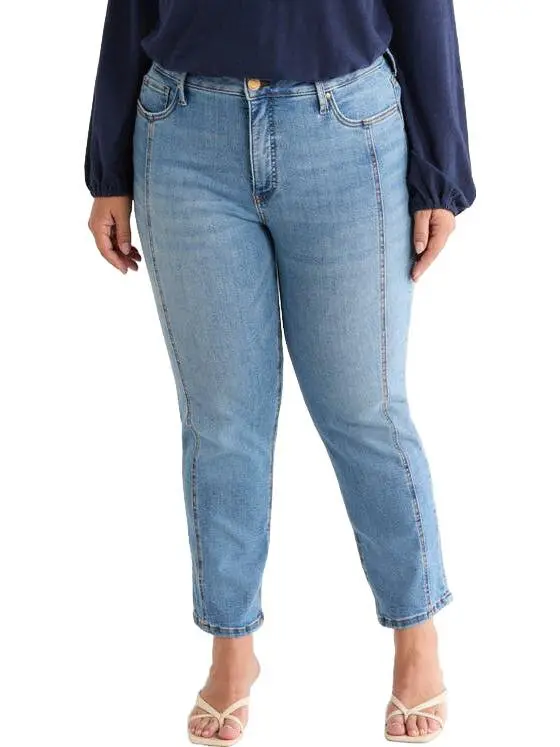 Kut From The Kloth Blair Fab Ab Seamed High Waist Ankle Slim Straight Leg Jeans - Exhibiting