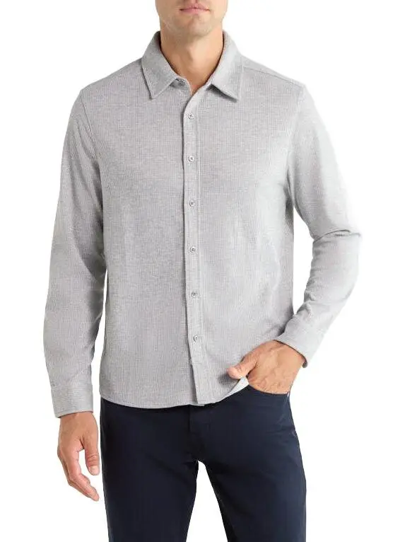 7 Diamonds Generation™ Pinstripe Double Knit Button-up Shirt - Grey