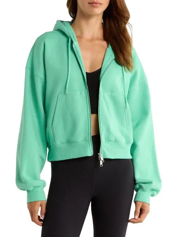 Beyond Yoga Luxe Fleece Full Zip Hoodie - Jade Pool