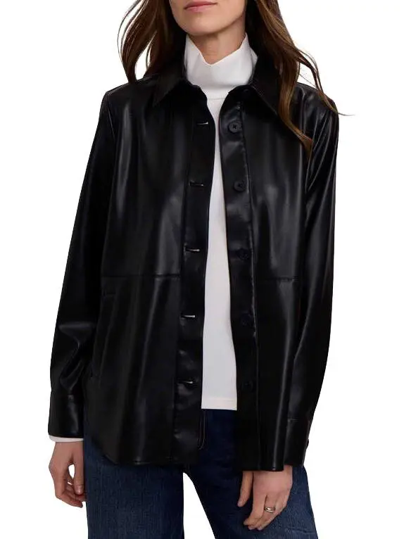 Foxcroft Ronnie Faux Leather Shirt Jacket - Black