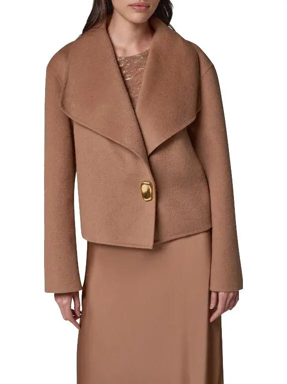 Donna Karan New York Wool Blend Wrap Jacket - Camel
