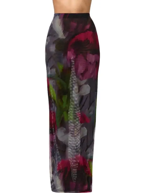 Naked Wardrobe Mesh Maxi Skirt - Baroque Bloom