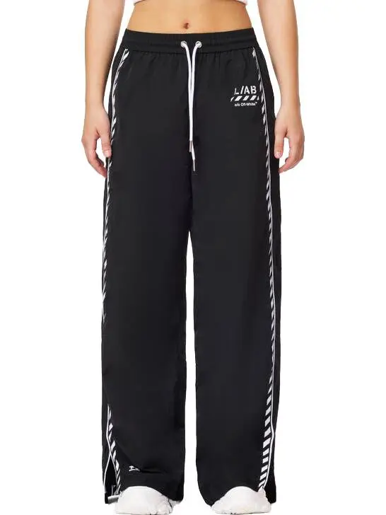 L/AB C/O OFF-WHITE Logo Side Stripe Relaxed Track Pants - Black Night