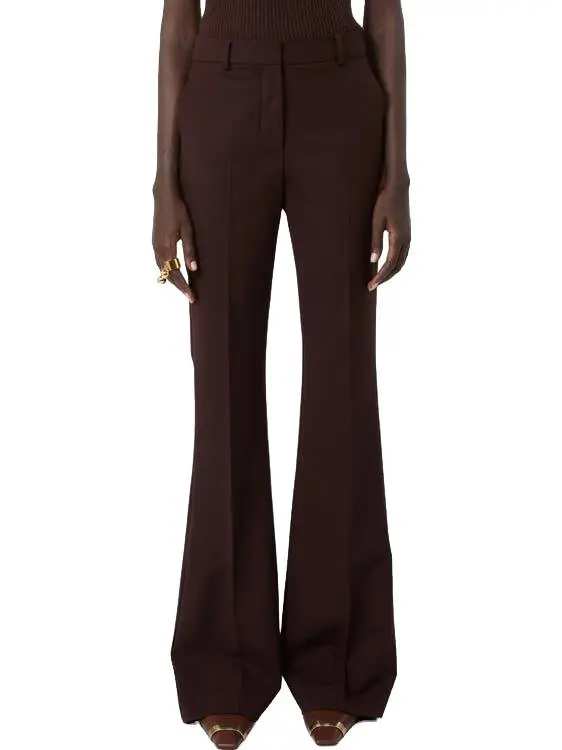 Sportmax Virgin Wool Blend Wide Leg Trousers - Plum