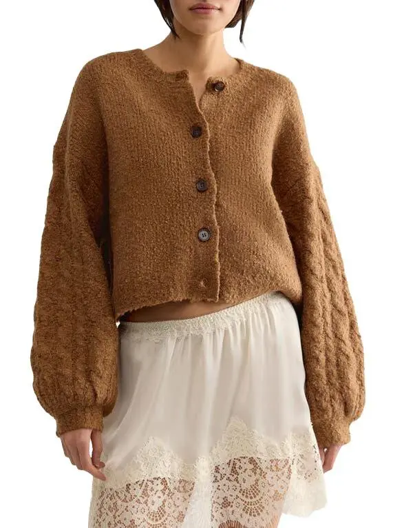 Free People Thistle Knit Cardigan - Macadmia