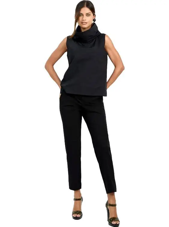 Trina Turk Castiglione Sleeveless Cowl Neck Top - Black