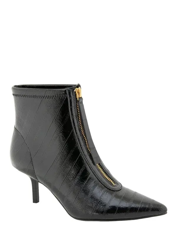 KENNETH COLE Udaya Bootie With Kitten Heel And Pointed Toe - Black Eel