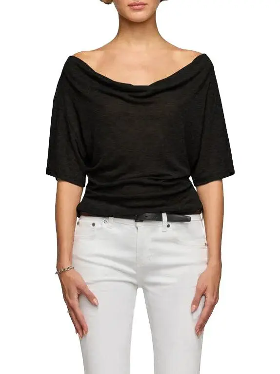 EB DENIM Madeo Cowl Neck T-shirt - Black
