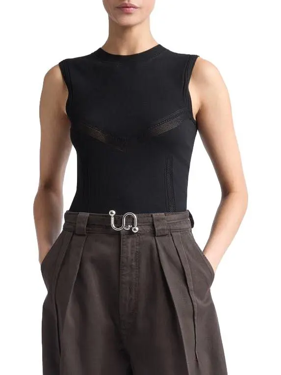 Sportmax Sleeveless Sweater With Mesh Accents - Black