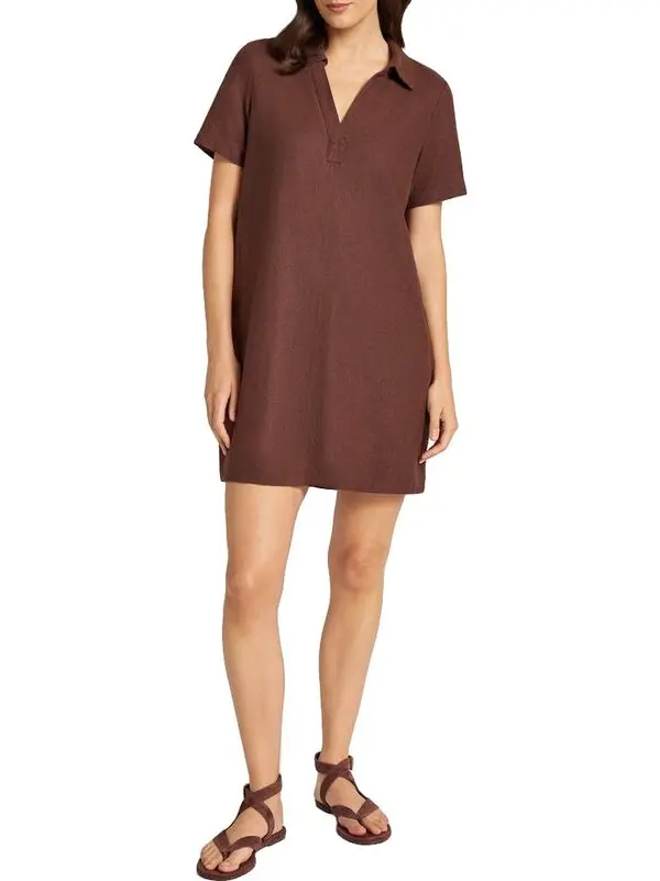Matty M. Sable Linen Blend Popover Dress - Chocolate