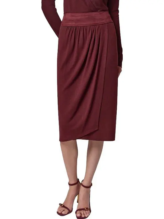 Donna Karan New York Mixed Media Midi Skirt - Black Cherry