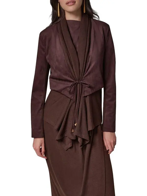 Donna Karan New York Mixed Media Faux Suede Jacket - Espresso