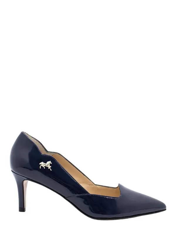 CAVALINHO Patent Leather Pointed Toe Low Heel Pumps - Navy