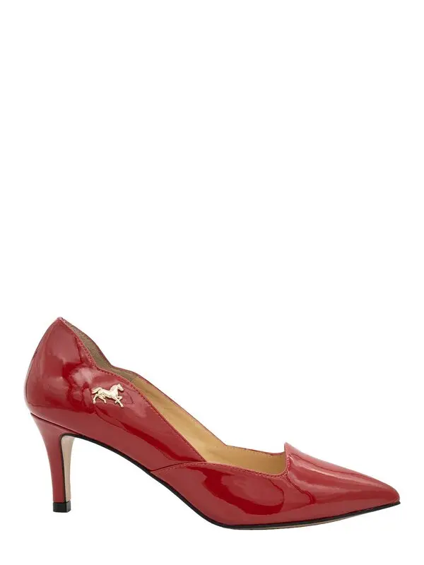 CAVALINHO Patent Leather Pointed Toe Low Heel Pumps - Red