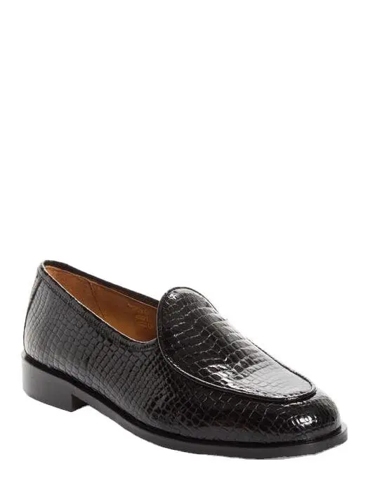 JACQUES SOLOVIERE Croc Embossed Patent Leather Loafers - Patent Croc Black