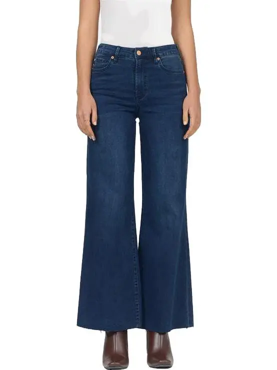 DEAR JOHN Fiona High-waist Raw Hem Wide Leg Jeans - Princess