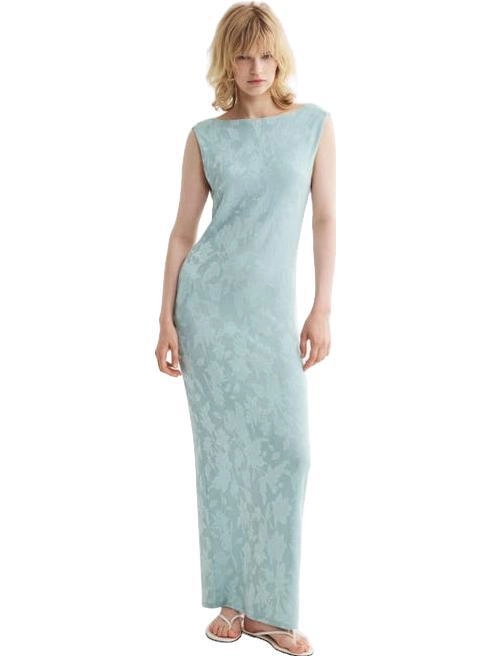 H&M Cowl-back Jacquard-jersey Maxi Dress - Light Turquoise