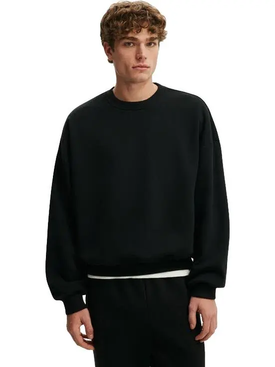 COTTON ON Relaxed Crew Sweater - Black