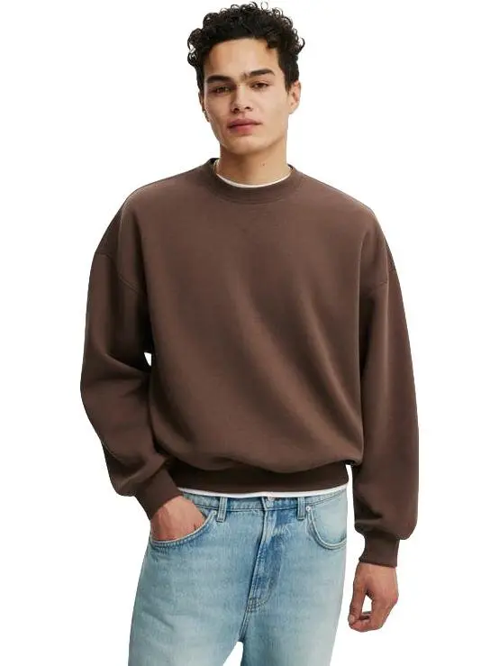 COTTON ON Relaxed Crew Sweater - Espresso