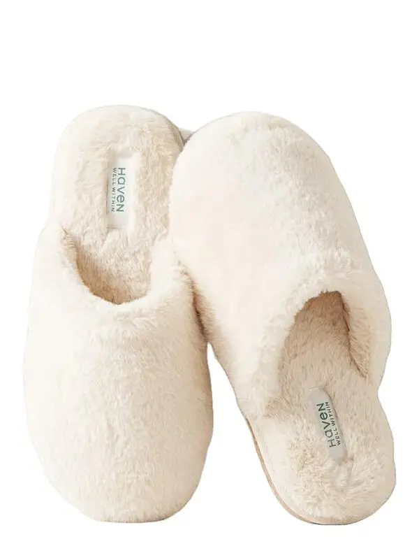 HAVEN WELL WITHIN Faux Fur Slippers - Cream