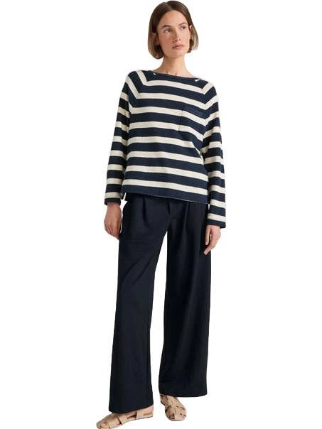 HAVEN WELL WITHIN Double Knit Pleated Wide Leg Trousers - Nightfall