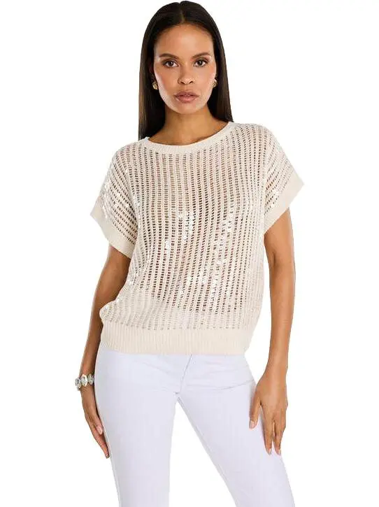 THE NOLI SHOP Carmela Sequin Knit Top - Pearl