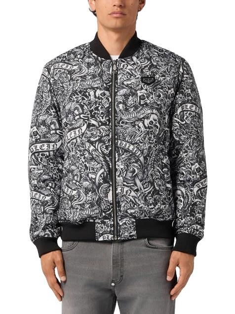 Philipp Plein All-over Tattoo Print Bomber Jacket - Black