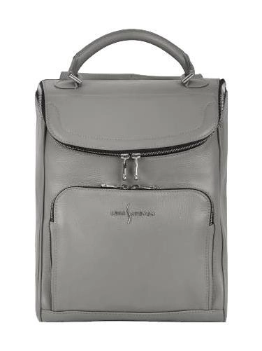LUIS STEVEN Vertical Leather Laptop Backpack - Light Grey