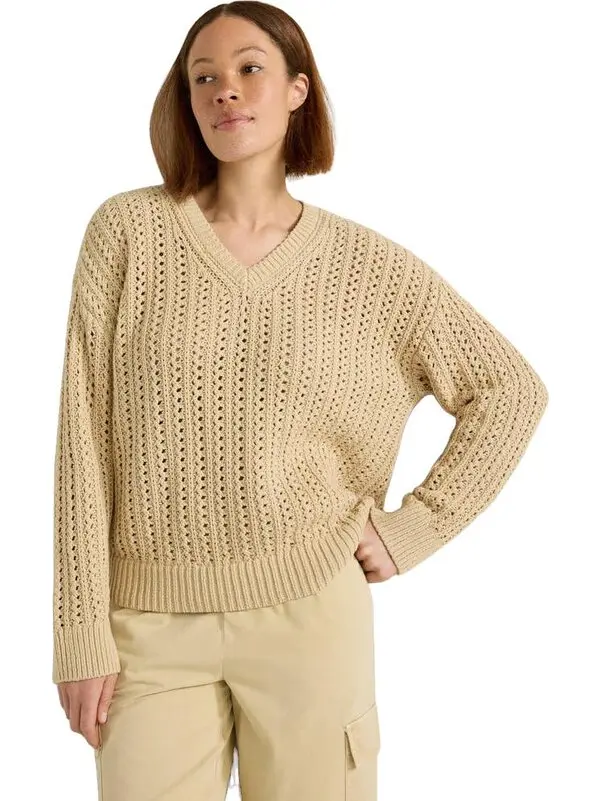 HAVEN WELL WITHIN Textured Cotton Blend V-neck Sweater - Cortado