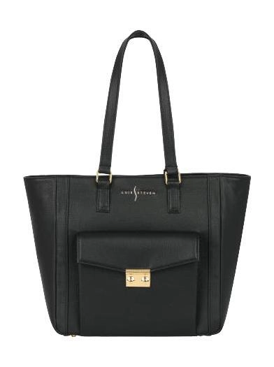 LUIS STEVEN Classic Tote With Front Lock - Black