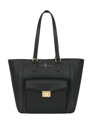 LUIS STEVEN Classic Tote With Front Lock - Black