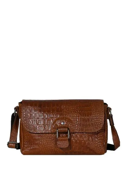 JACK GEORGES Hornback Croco Emma Petite Crossbody Bag - Honey
