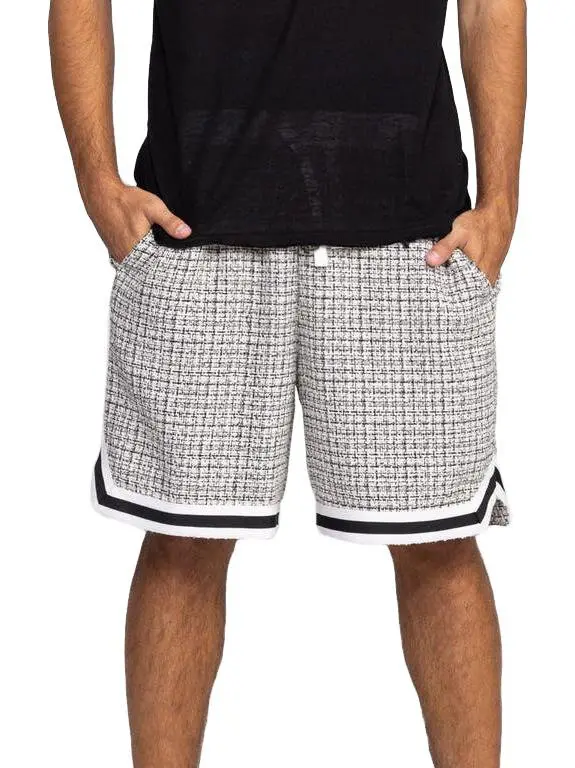 MANIA Woven Textured Bermuda Shorts With Contrast Trim - Black